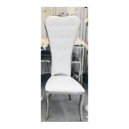 Chaise ROYALE blanc et argent + strass x2 pièce location